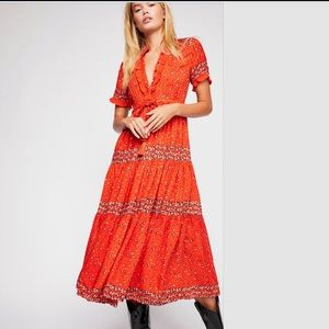 Free People | Dresses | Free People Nwt Rare Feeling Dress Red Combo ...